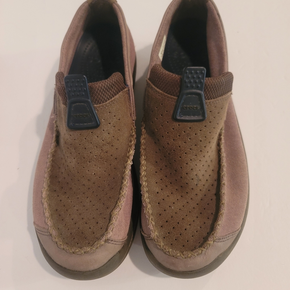 Crocs Brown Suede Mens Slip On Shoes Size 10 - Gem